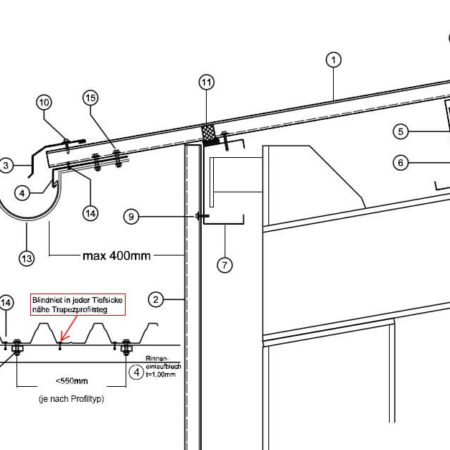 01 - DETAIL: Traufe ohne Dachüberstand - Global-Steel